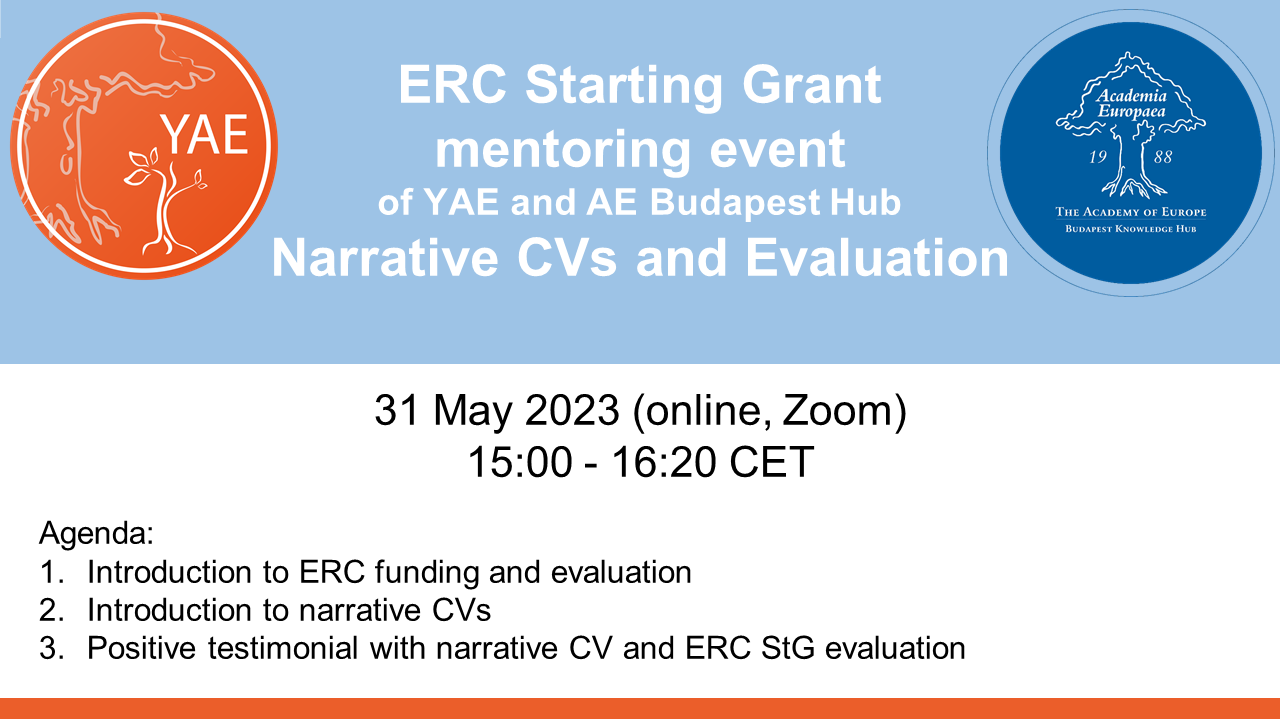 ERC Starting Grant Mentoring Event - Narrative CVs and Evaluation - Young Academy of Europe